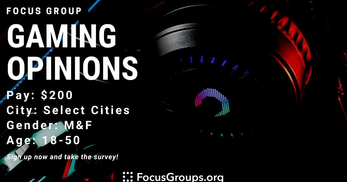 Focus Group for Video Gamers on Gaming Opinions - FocusGroups.org