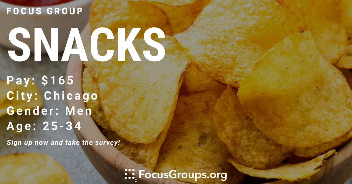 Focus Group for Men on Snacks in Chicago - FocusGroups.org