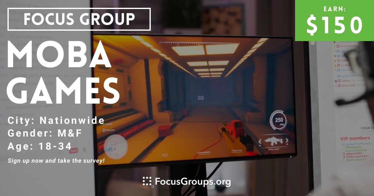 Focus Group for PC Gamers on MOBA Games - FocusGroups.org