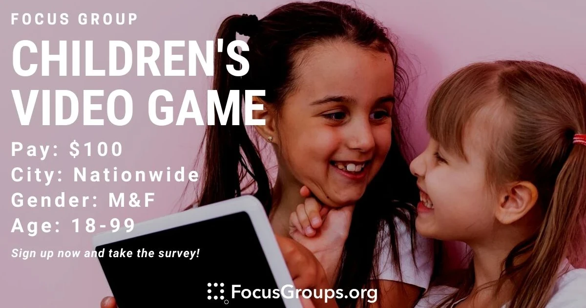 Focus Group for Parents on Children's Video Game - FocusGroups.org