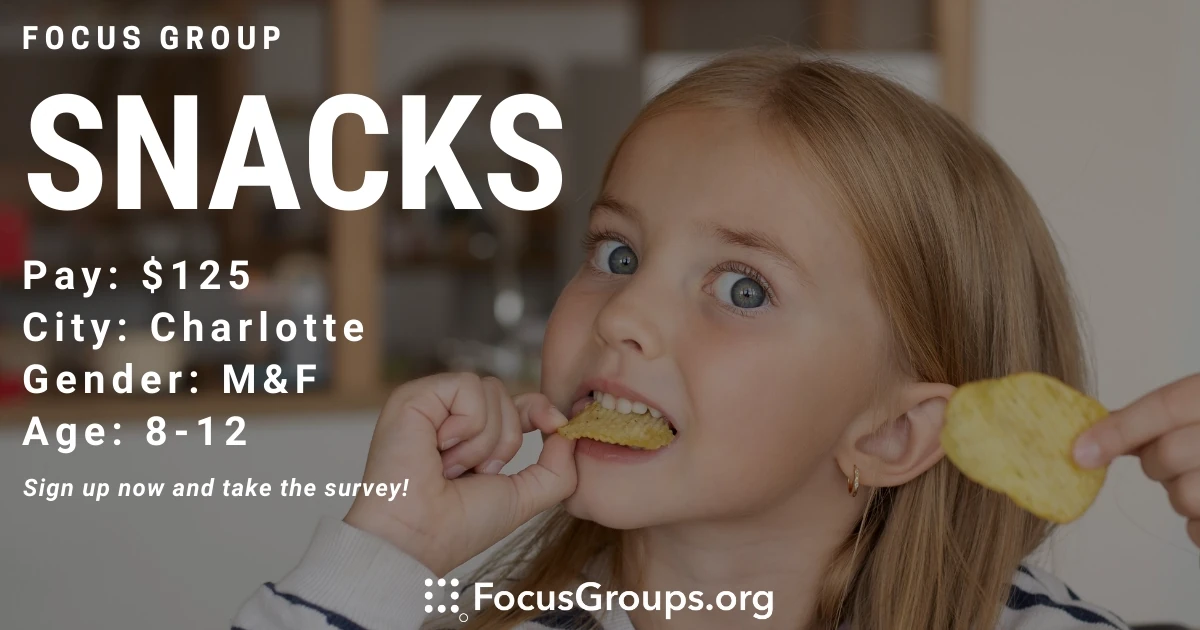 Focus Group for Kids on Snacks in Charlotte - FocusGroups.org
